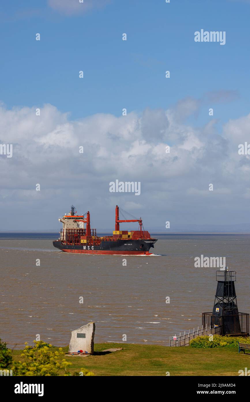 Container ship MSC Emily heading to Portbury docks Stock Photo - Alamy