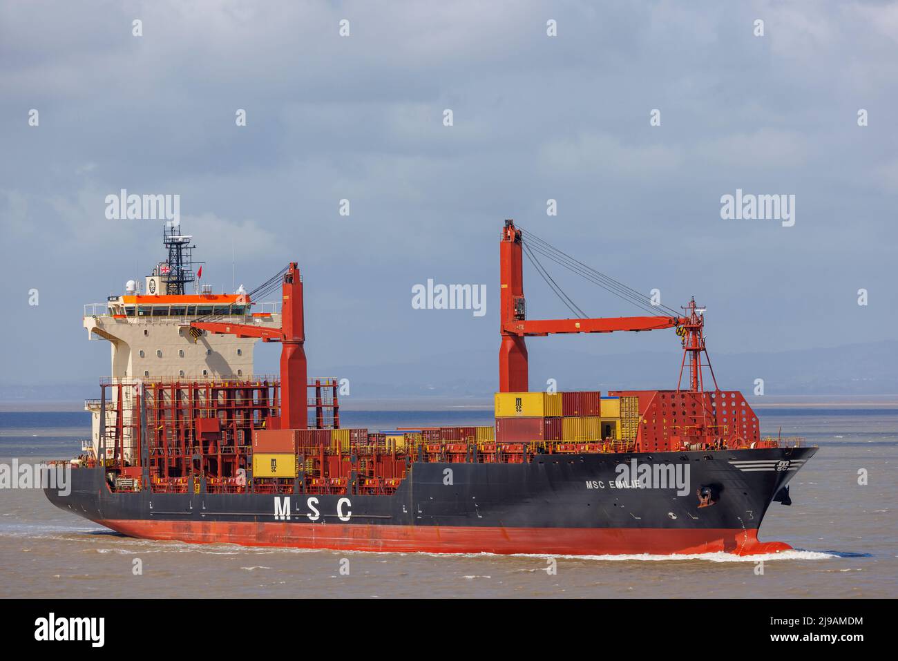 Container ship MSC Emily heading to Portbury docks Stock Photo - Alamy