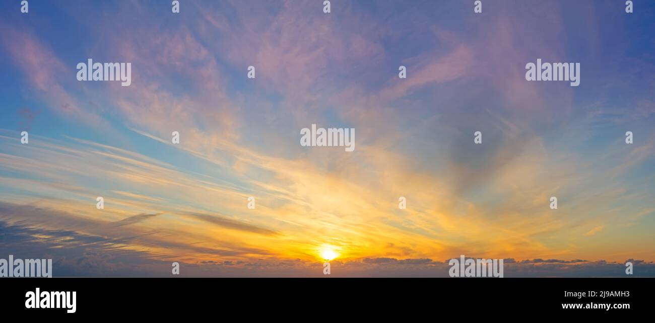 Panoramic view of the sky with different types of clouds gradient ...