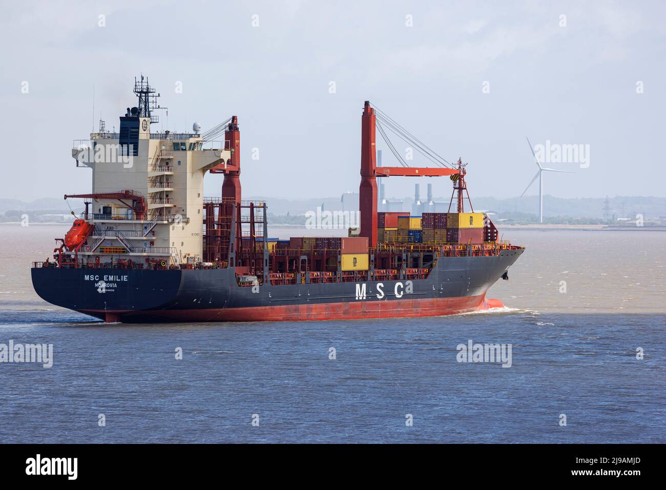 Container ship MSC Emily heading to Portbury docks Stock Photo - Alamy