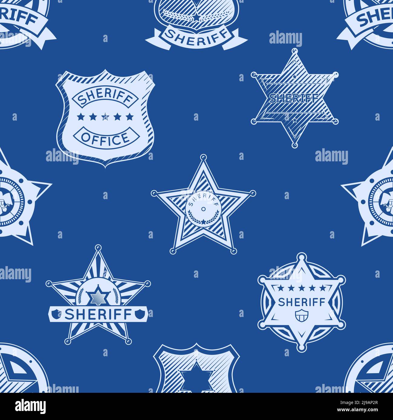 Sheriff badge seamless pattern. Western police american, law and circle ...