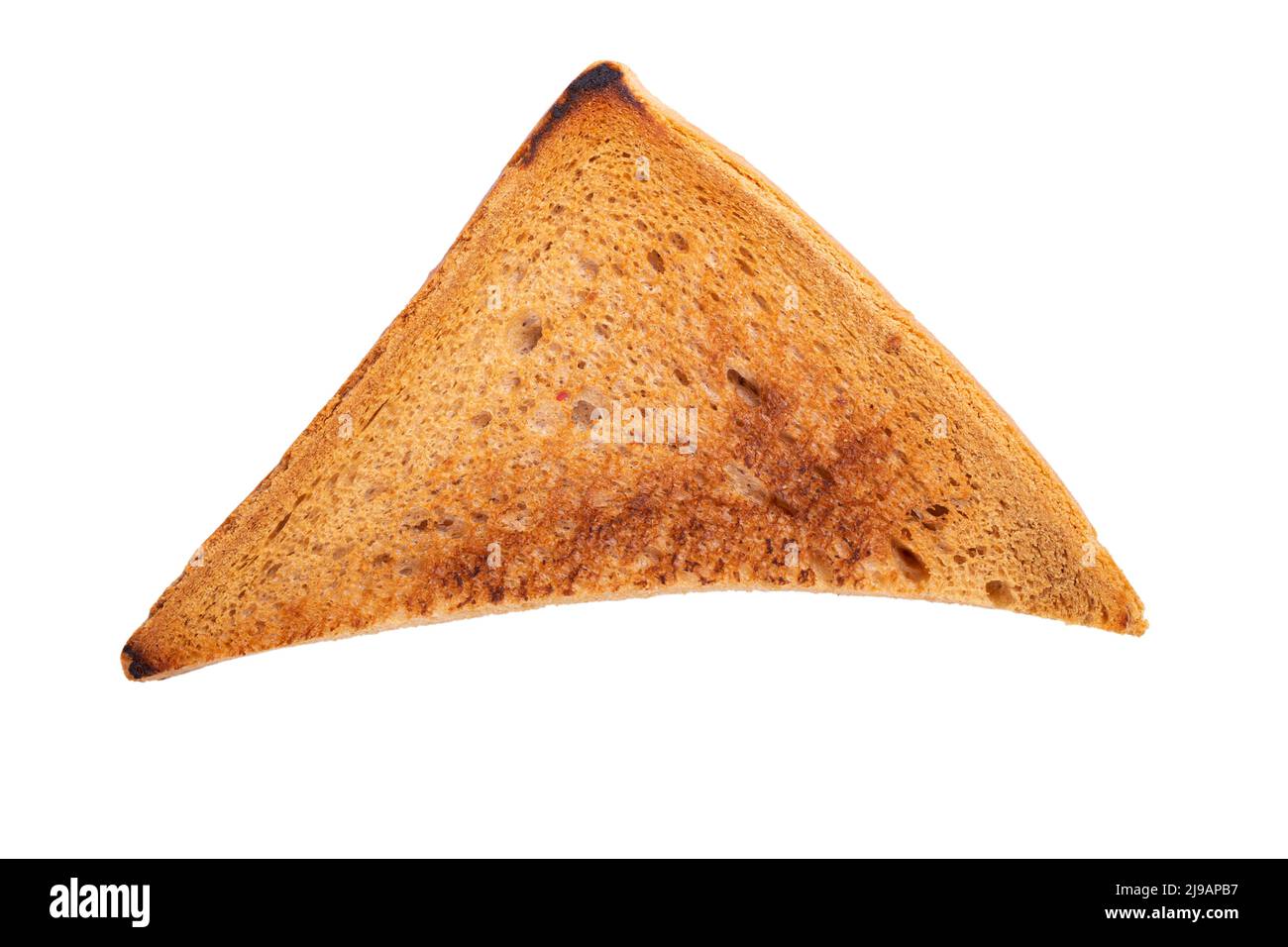 One slice of lightly toasted bread isolated on a white background ...
