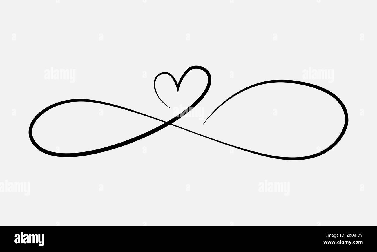 Love heart In the sign of infinity. Sign on postcard to Valentines day ...