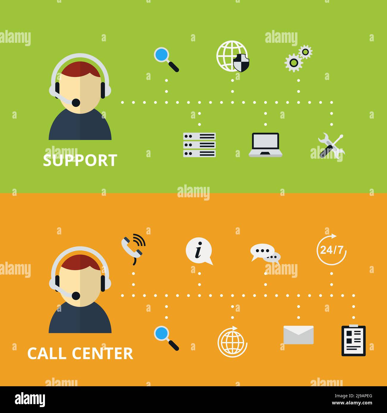 Support and Call Center Concept Illustration. Technical assistance and ...