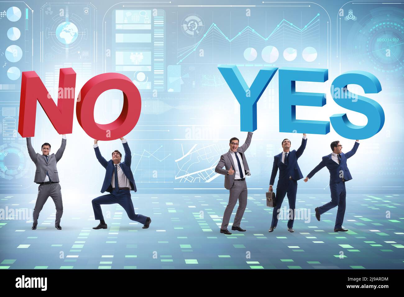 Businessmen in the YES NO concept Stock Photo - Alamy