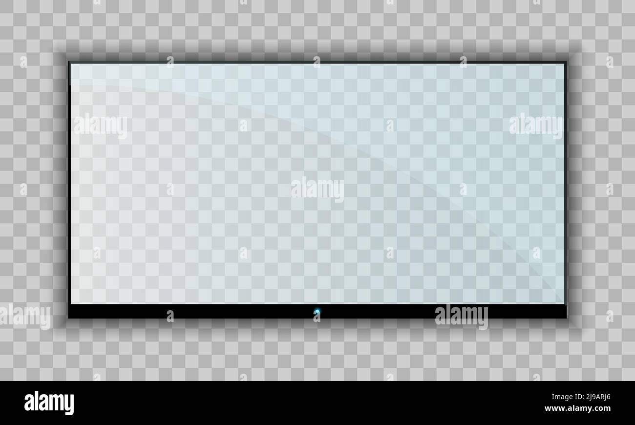 Empty tv frame with reflection and transparency screen isolated. Lcd ...