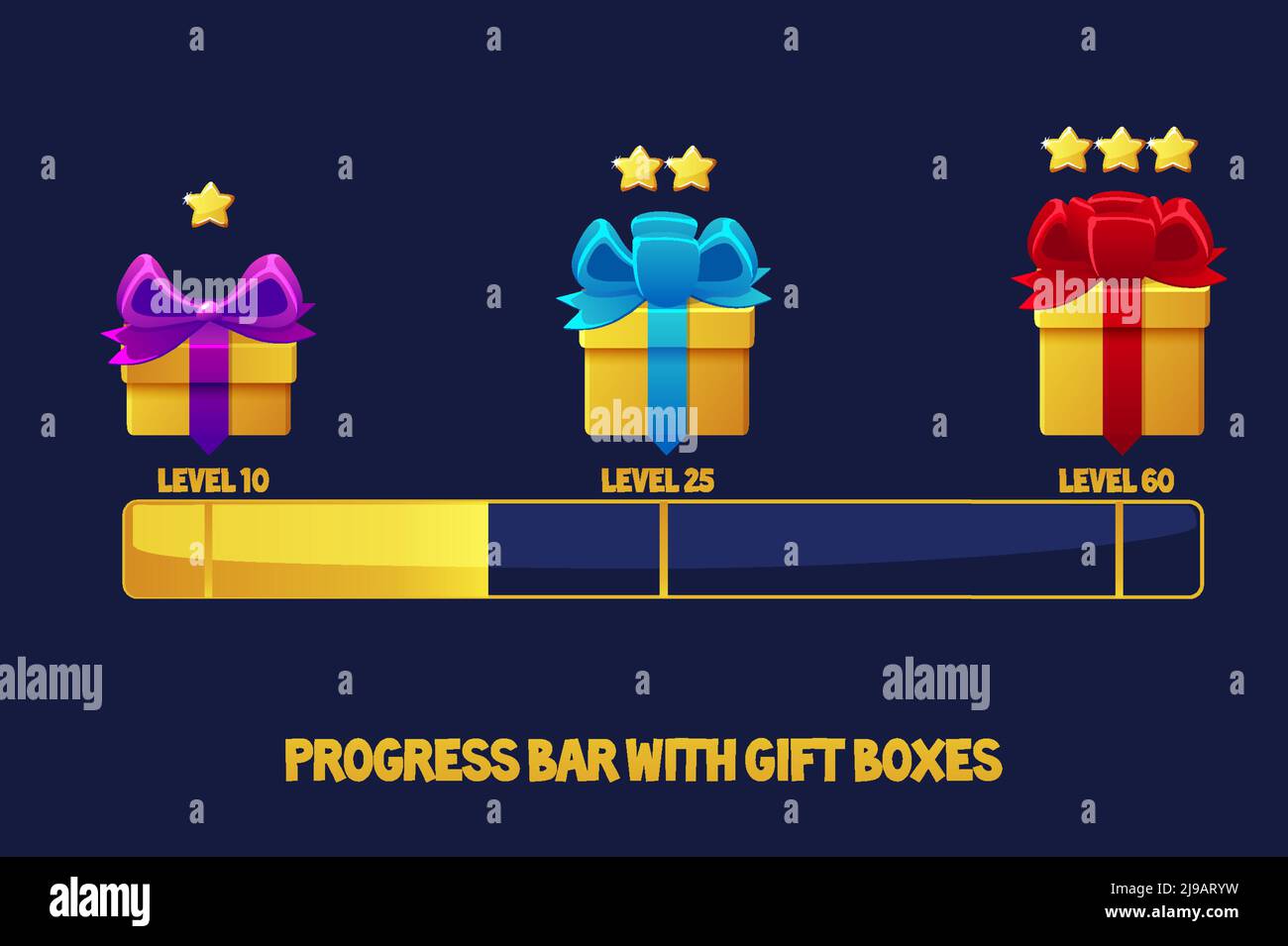 Progress bar with Gift boxes for Game UI Stock Vector Image & Art - Alamy