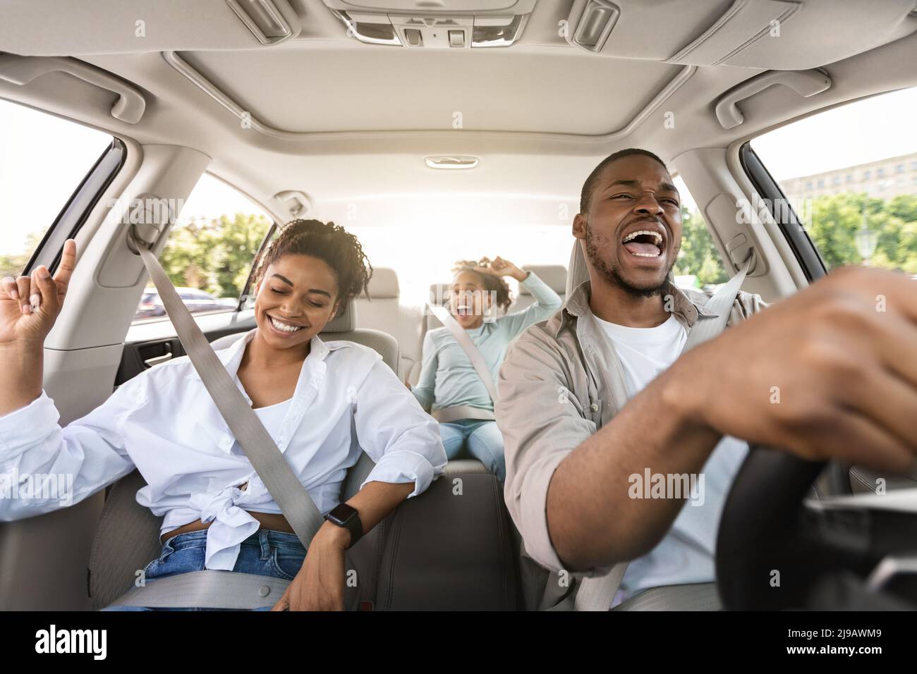 Family Riding In Car