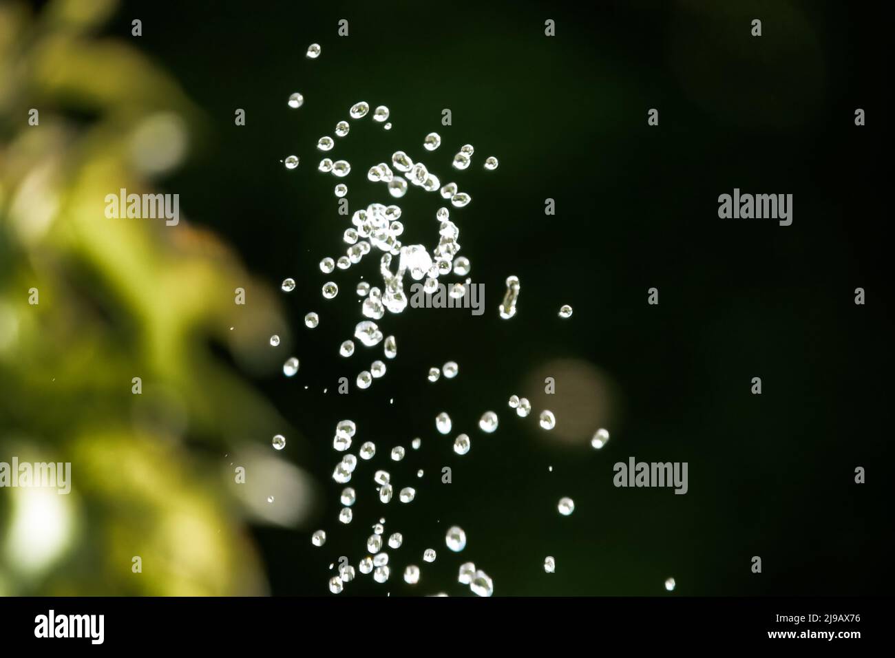 water droplets captured in mid-air from a garden solar powered water ...