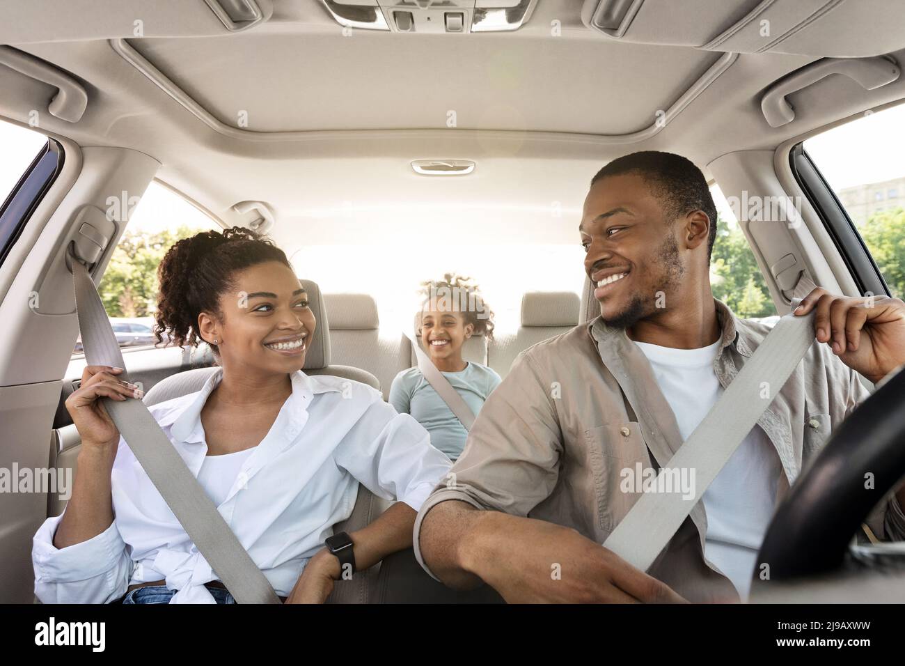 Family Riding In Car