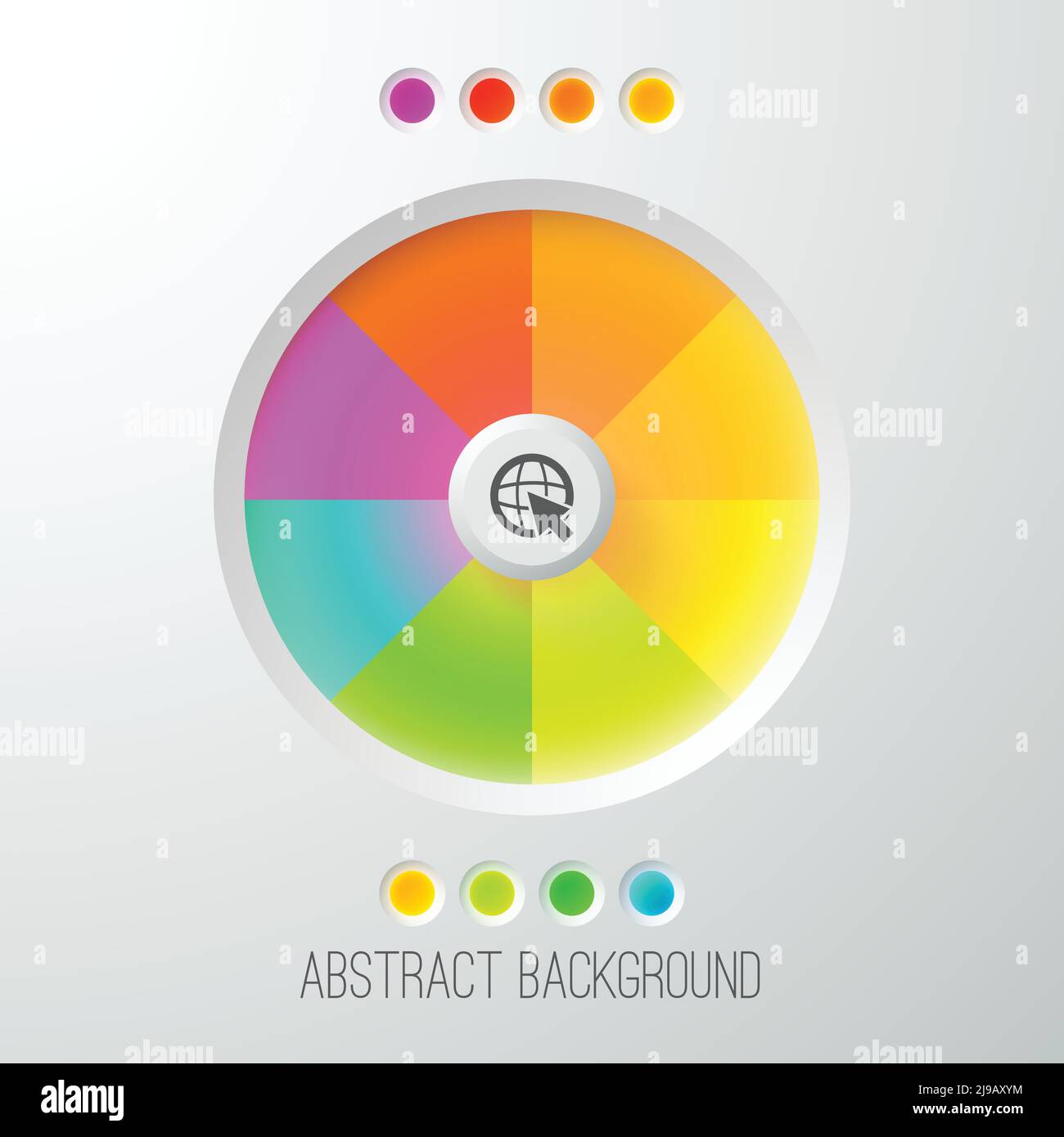 Digital abstract web template with colorful bright button on gray ...