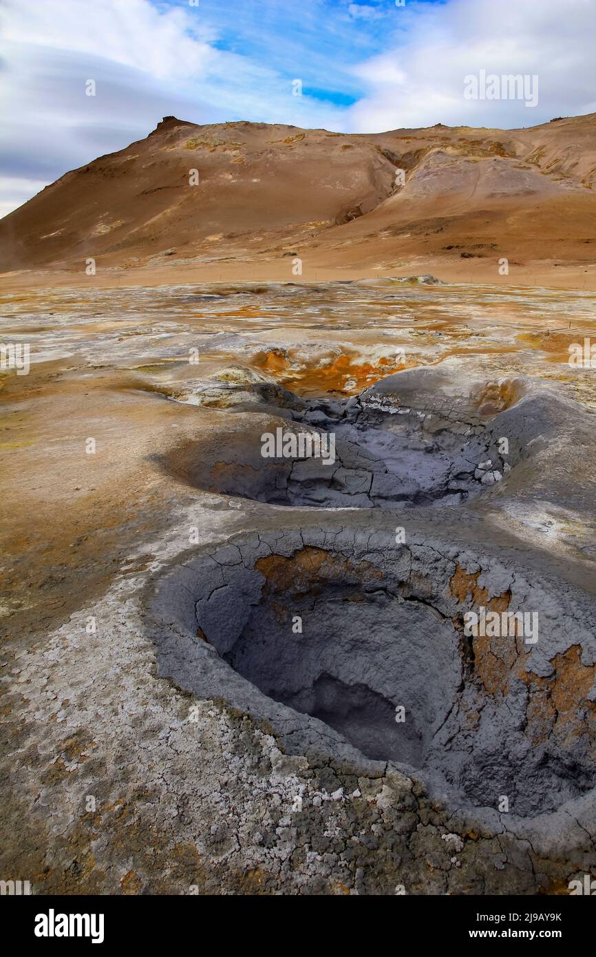 Mudpools at Hverarönd/Hverir geothermal area, Námafjall, Mývatn region ...