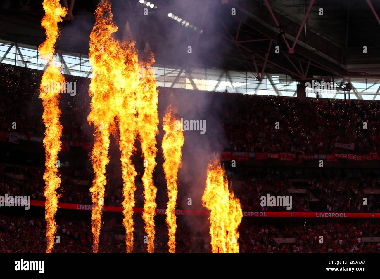 Fire jet pyrotechnic display is seen ahead of kick off - Chelsea v ...