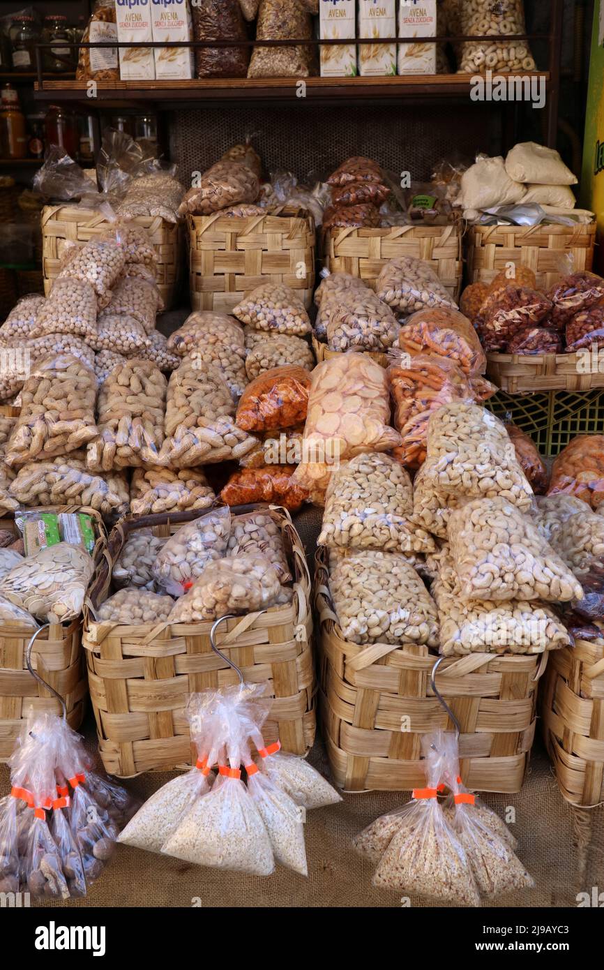 A fruit sales counter in a popular market in Naples, Italy Stock Photo ...