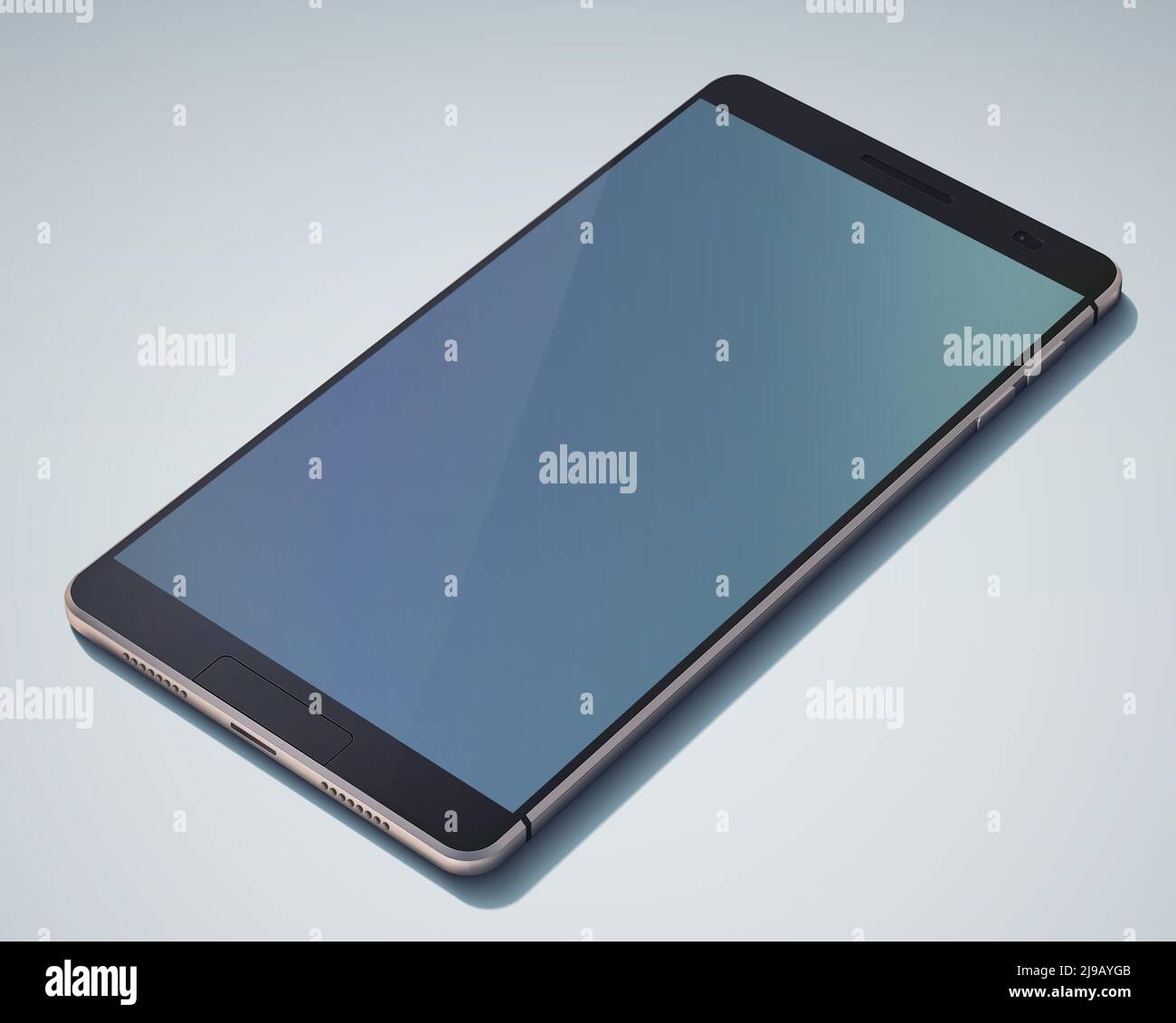 Stylish touch screen smartphone object on the blue background with ...