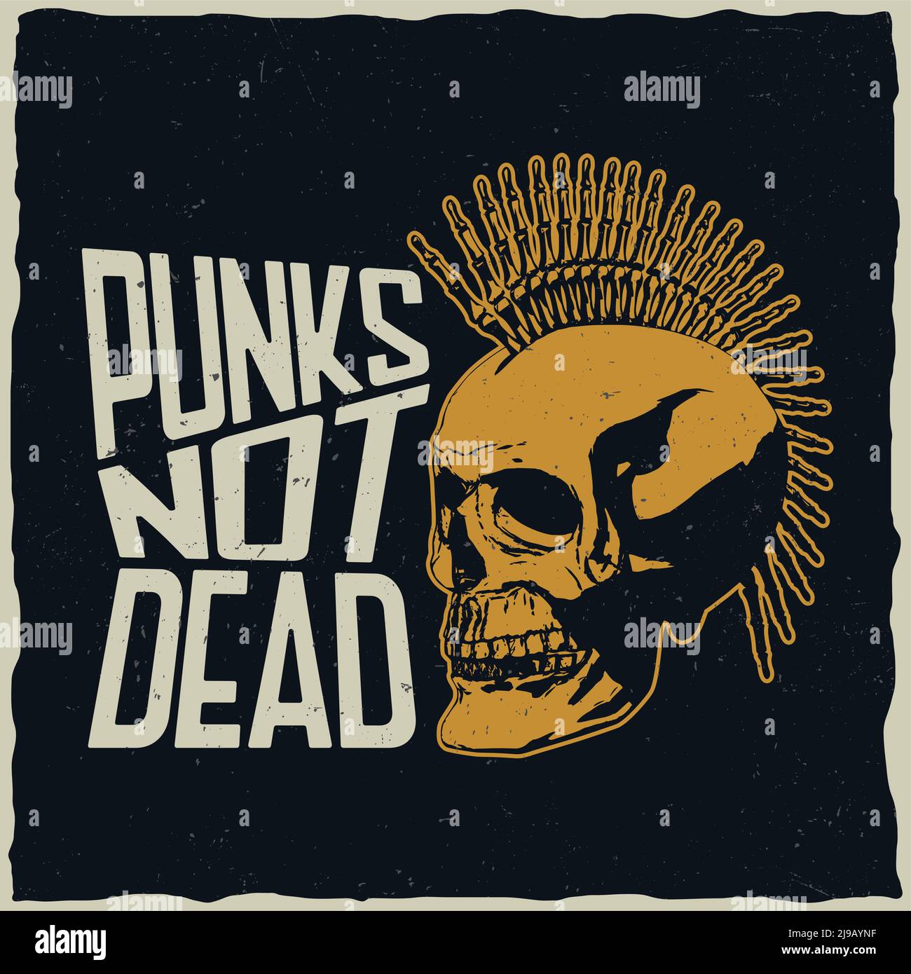 Punks not dead poster with punk skull to design for t-shirts and ...