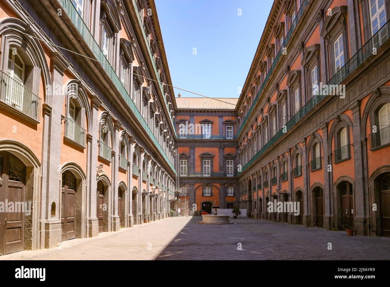Image of details of the inner courtyard of the royal palace of Naples ...