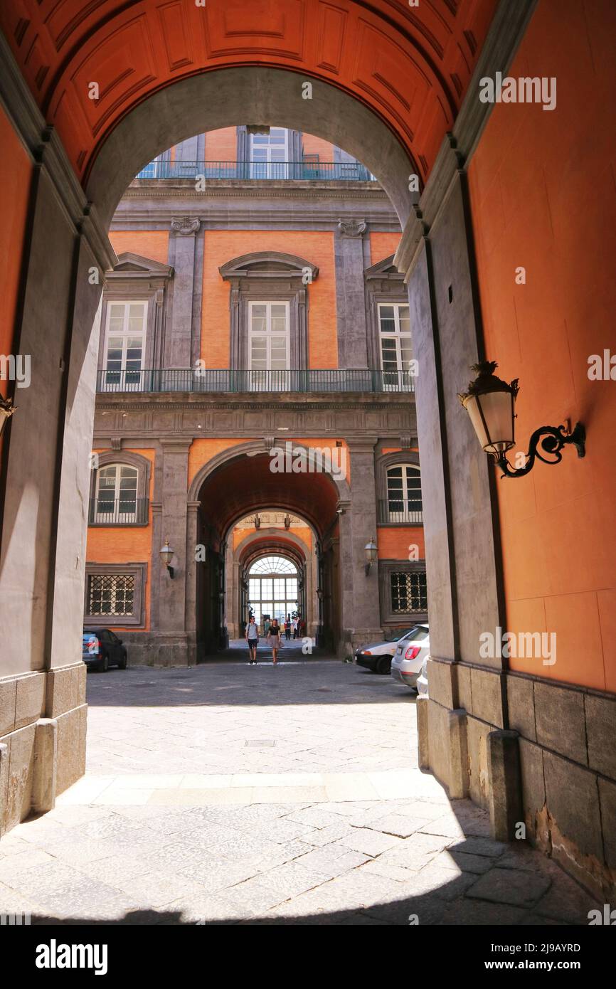 Image of details of the inner courtyard of the royal palace of Naples ...
