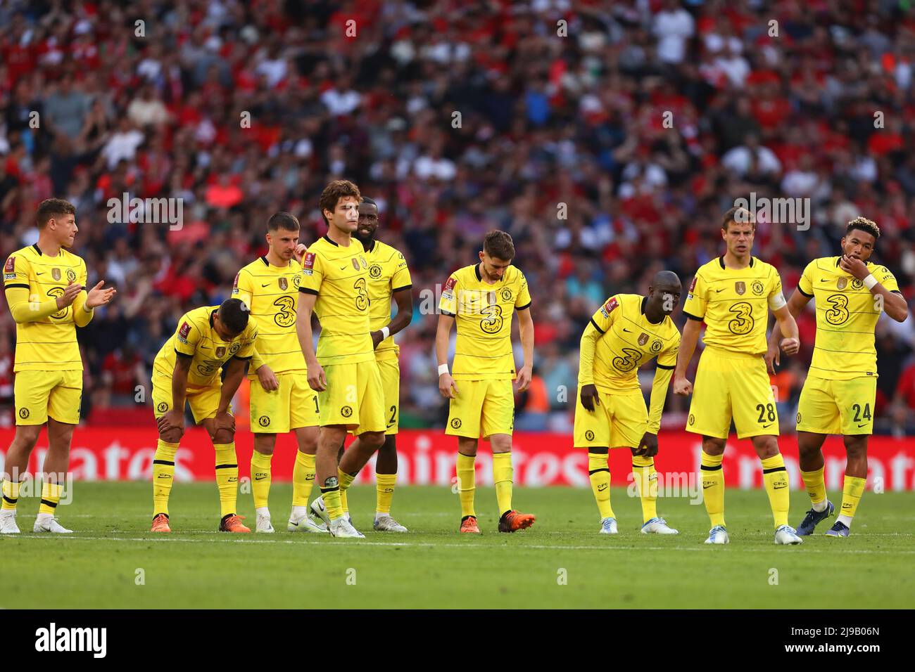 Dejected Chelsea players look on - Chelsea v Liverpool, The Emirates FA ...