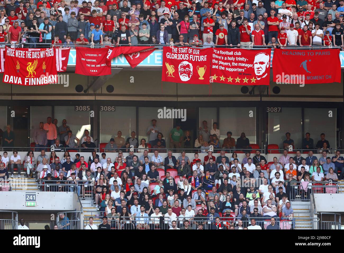 Liverpool fans are seen with flags - Chelsea v Liverpool, The Emirates ...