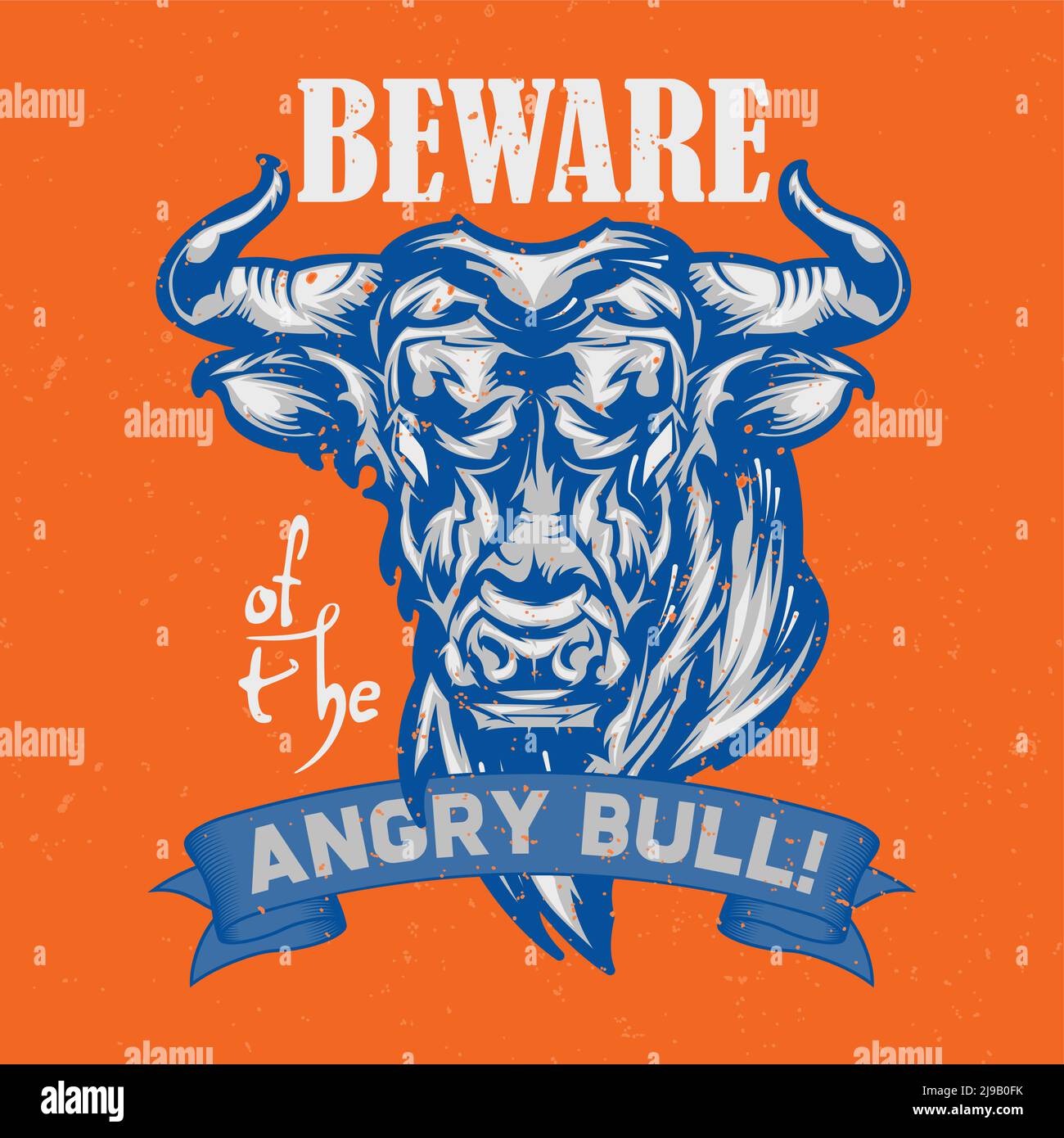 T-shirt or poster design with illustration of angry bull Stock Vector ...