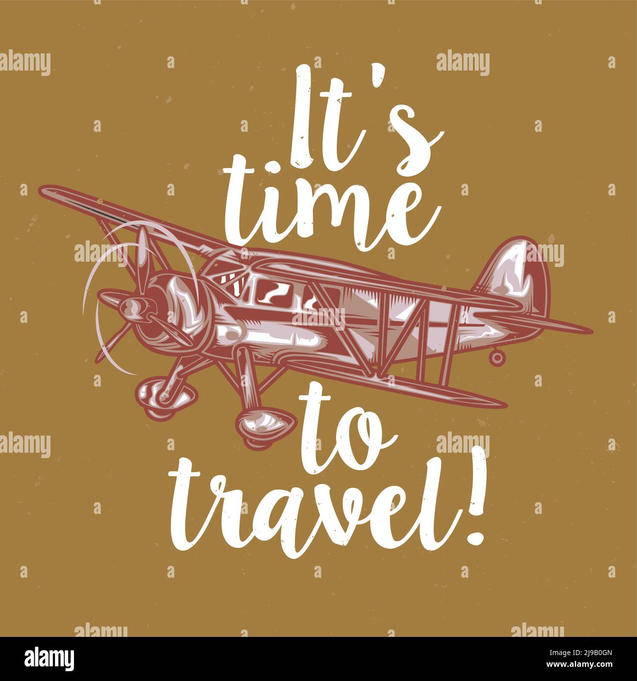 T-shirt or poster design with illustration of vintage airplane Stock ...