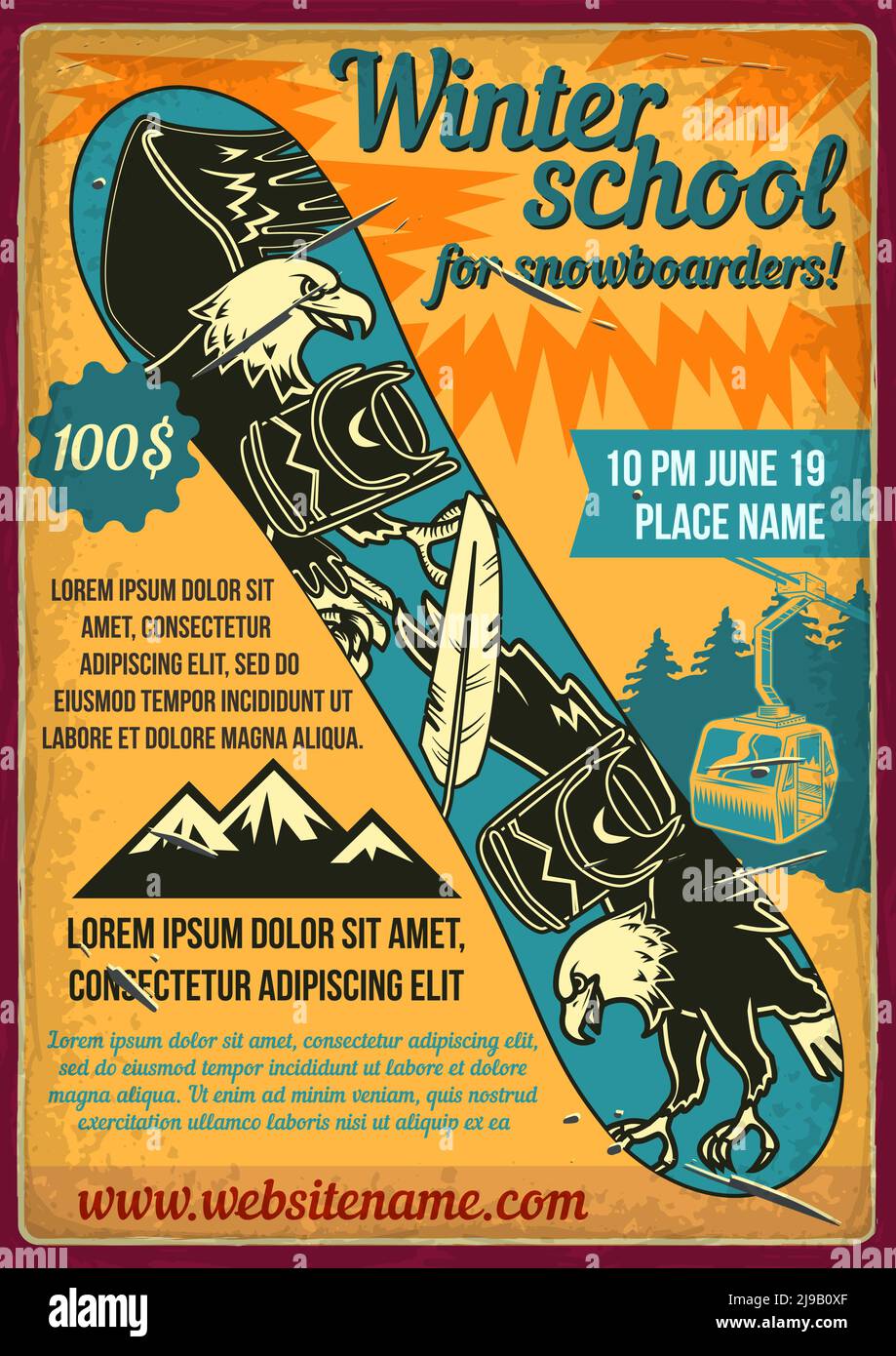 Poster design with illustration of a snowboard Stock Vector Image & Art ...