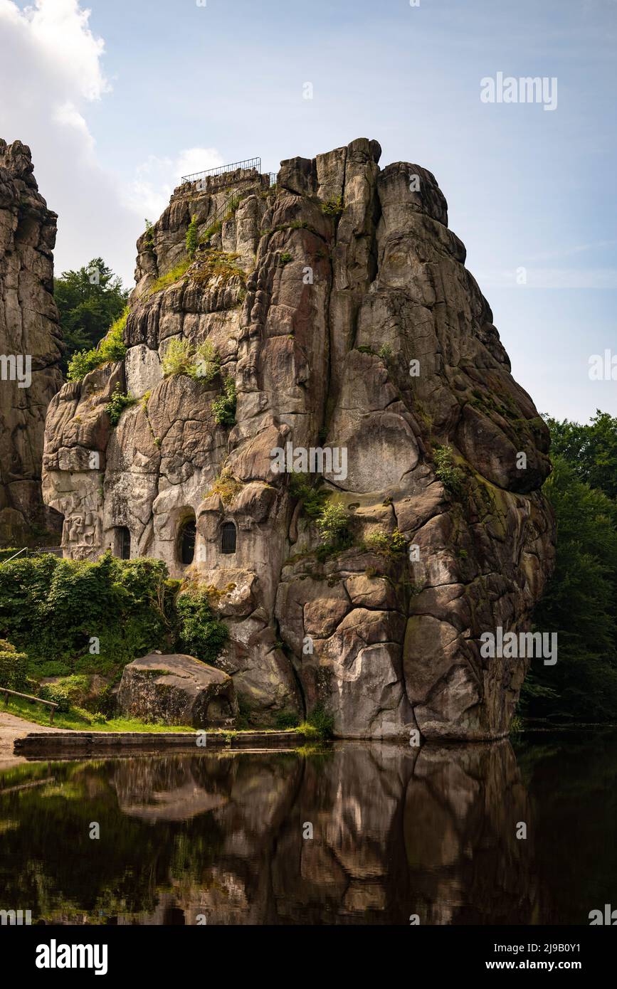 The Externsteine, a prominent sandstone rock formation in the Teutoburg ...