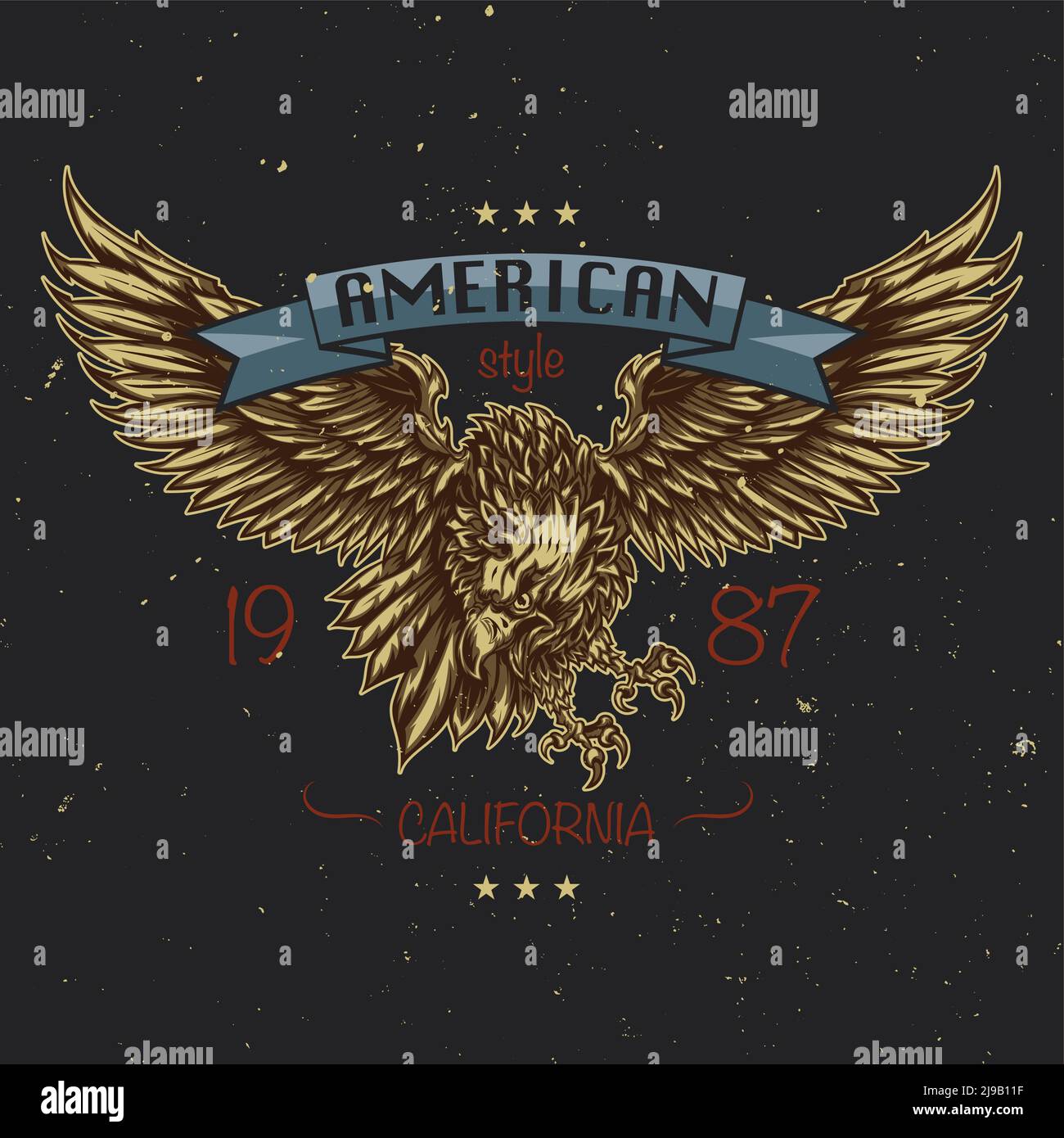 T-shirt or poster design with illustration of eagle Stock Vector Image ...