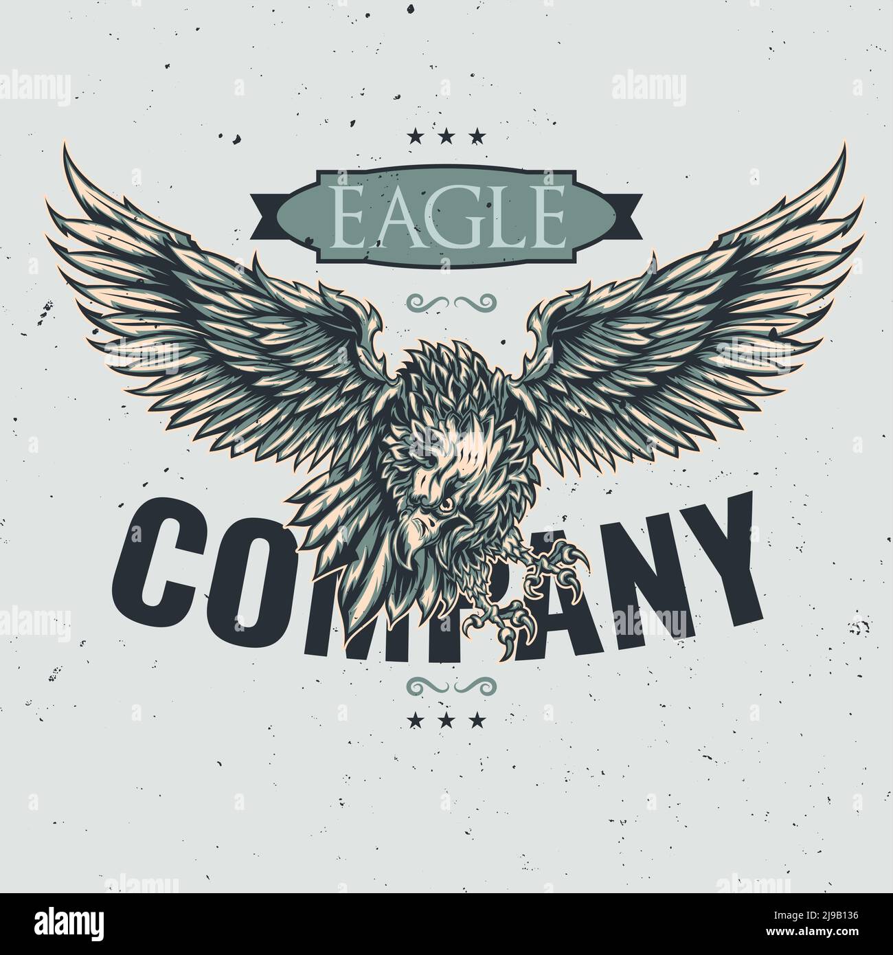 T-shirt or poster design with illustration of eagle Stock Vector Image ...