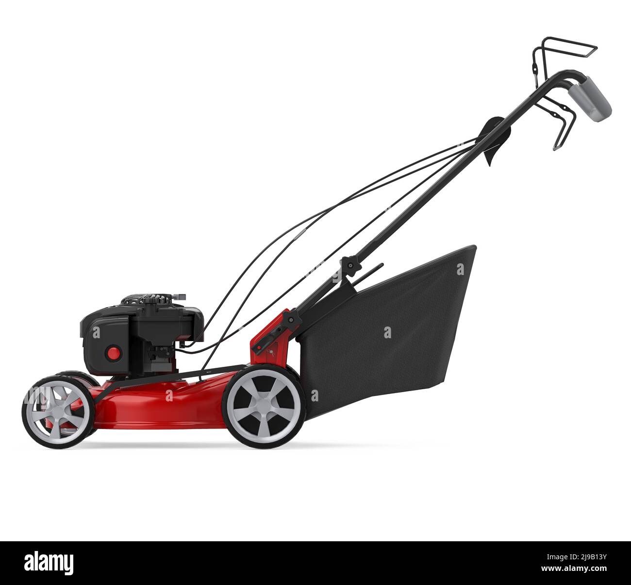 Red Lawn Mower Isolated Stock Photo - Alamy