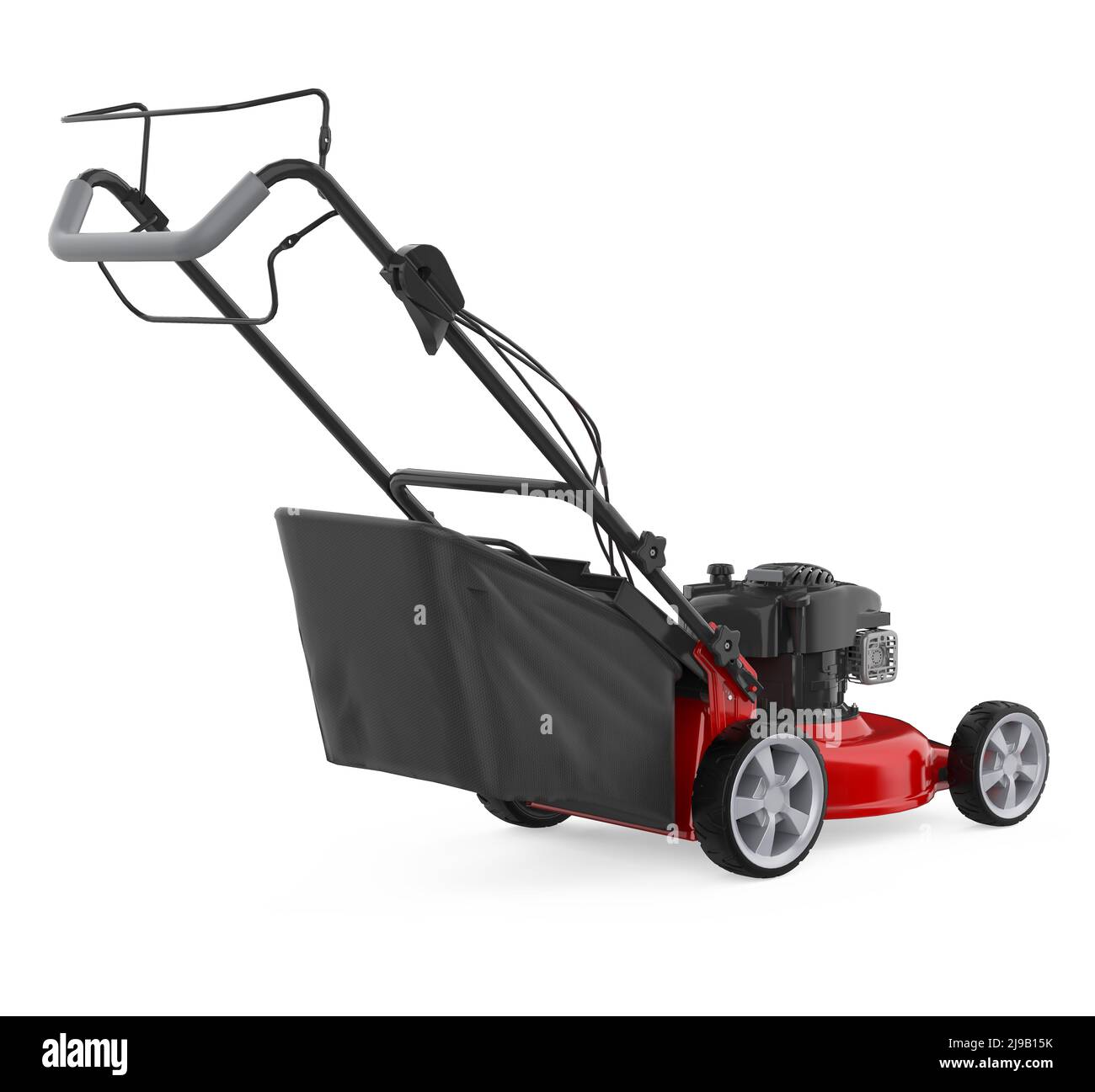 Red Lawn Mower Isolated Stock Photo - Alamy