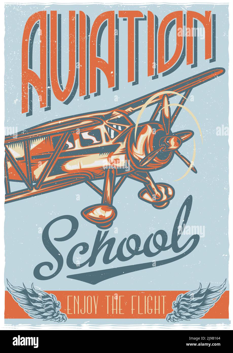 T-shirt or poster design with illustration of vintage airplane Stock ...