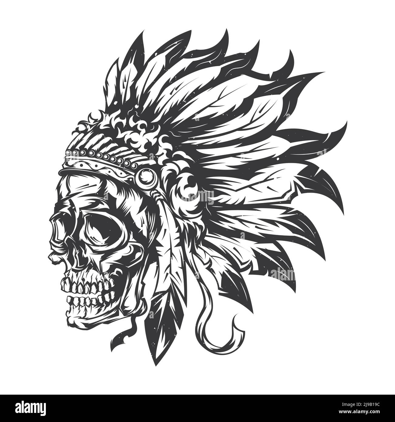 Illustration of American Indian Chief Skull Stock Vector Image & Art ...