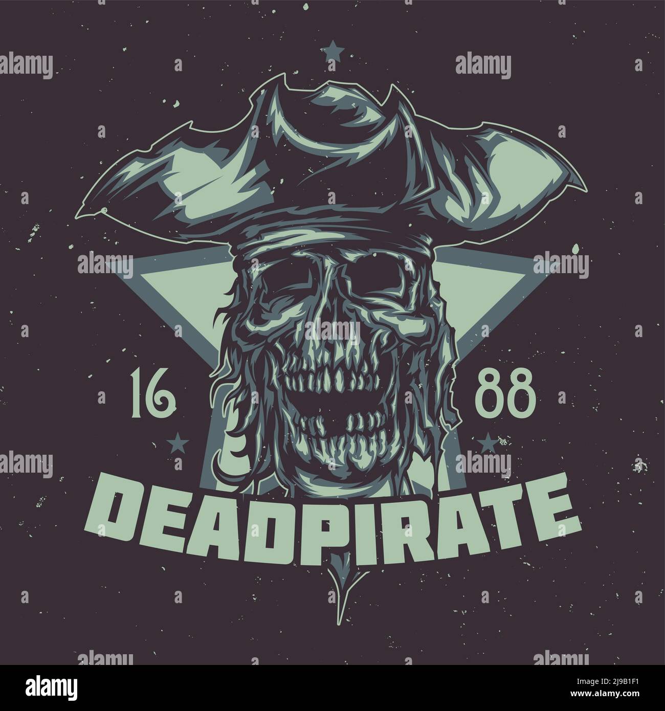 T-shirt or poster design with illustrated dead pirate in hat Stock ...