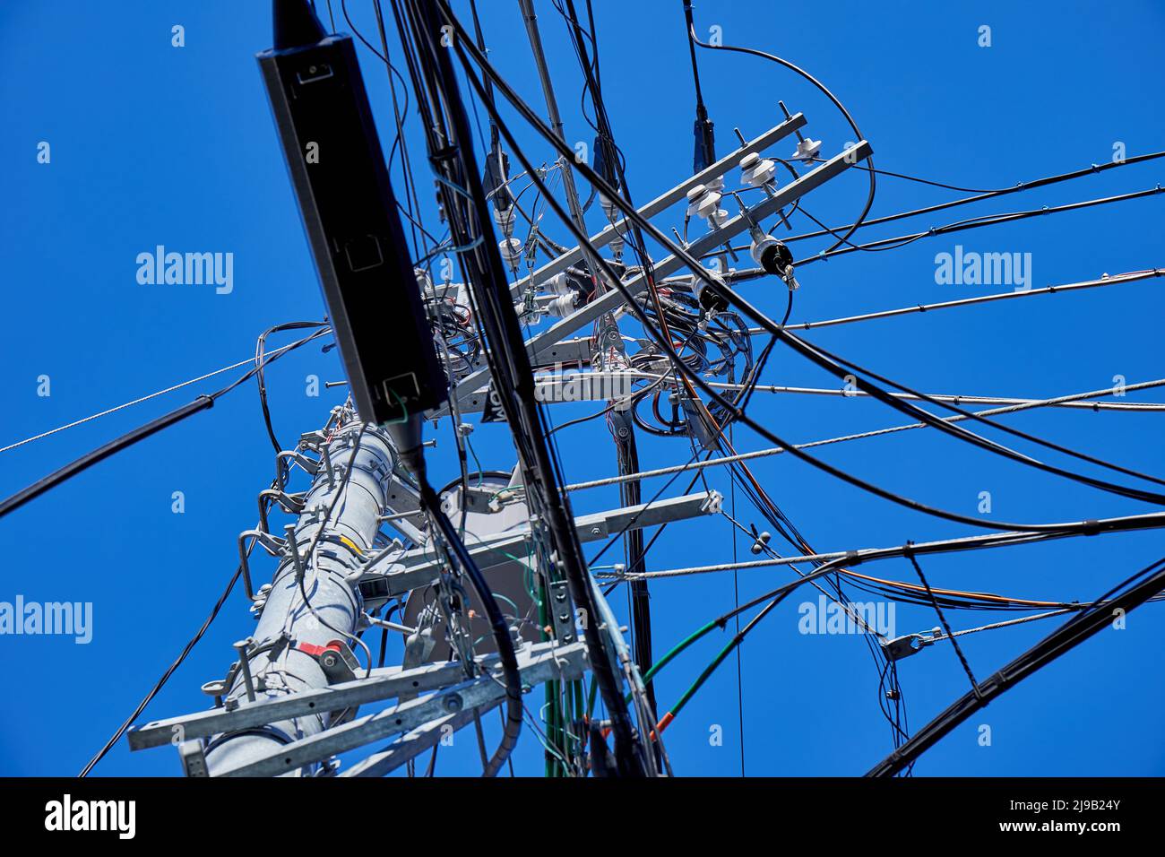 Utility pole and overhead power lines, Tokyo, Japan Stock Photo - Alamy