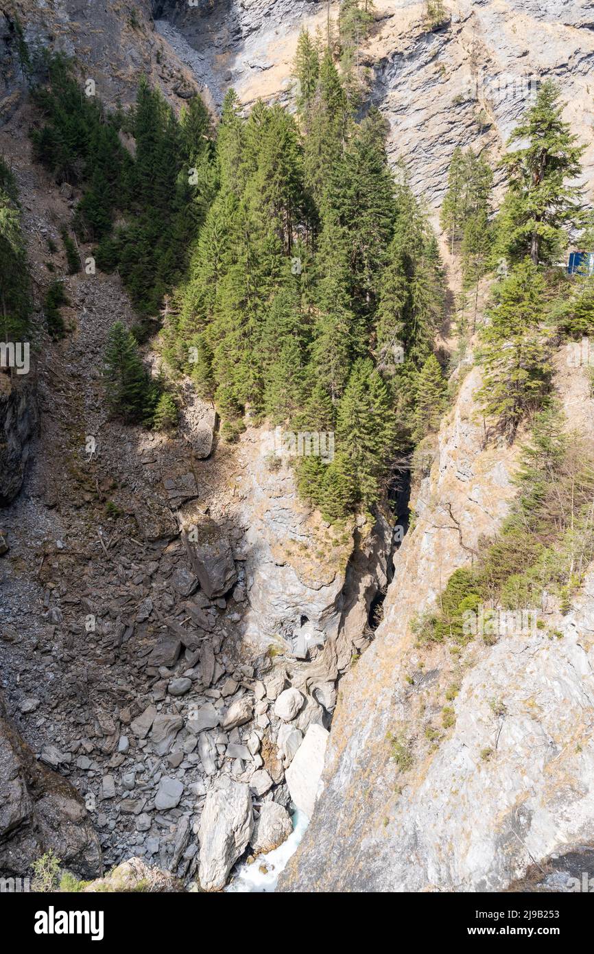 Zillis, Grison, Switzerland, April 12, 2022 Popular Viamala canyon ...