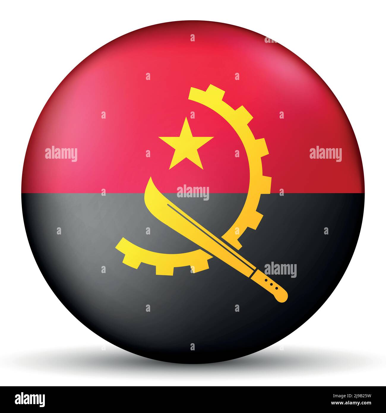 Round icon with flag of Angola. Glass light ball, sticker, sphere ...