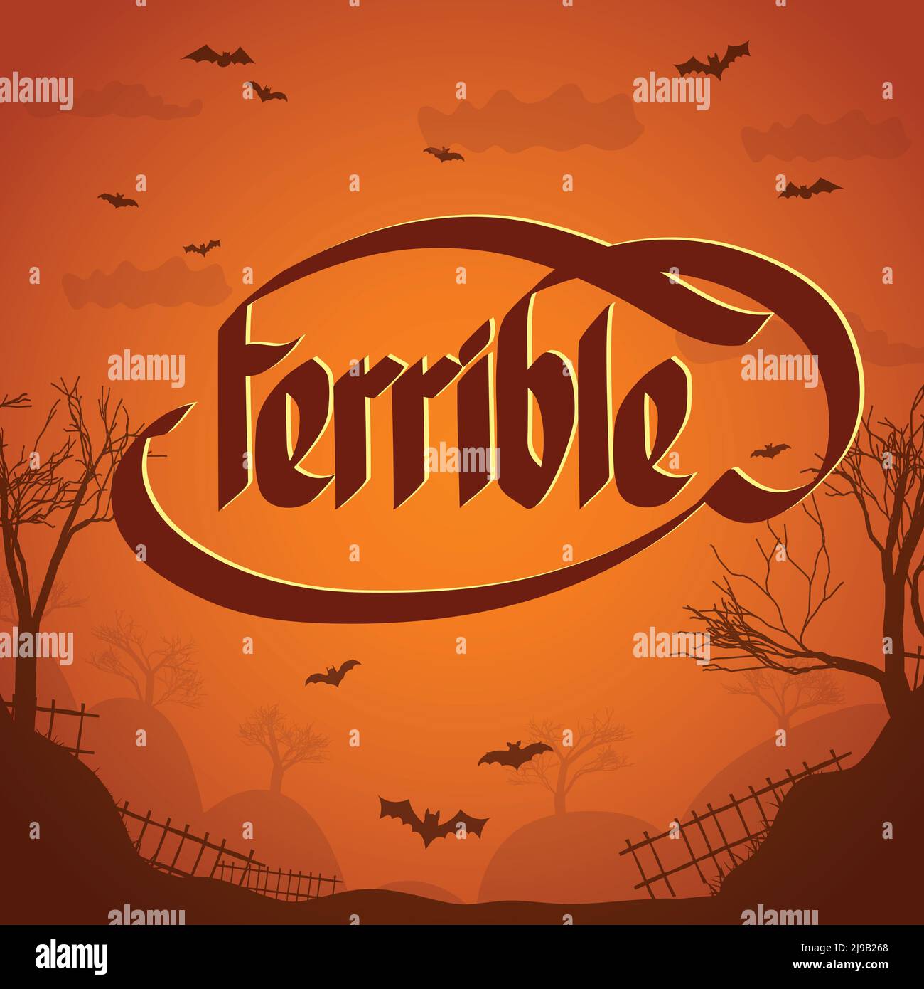 Halloween typographical concept background with word terrible flat ...