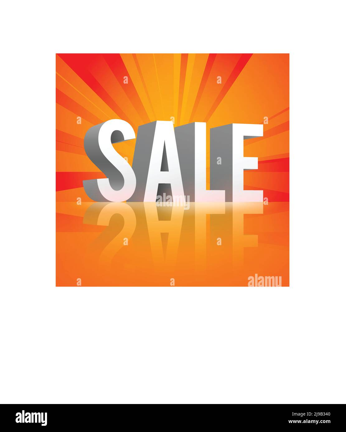 Promo shopping template with 3d word sale reflection on orange ...