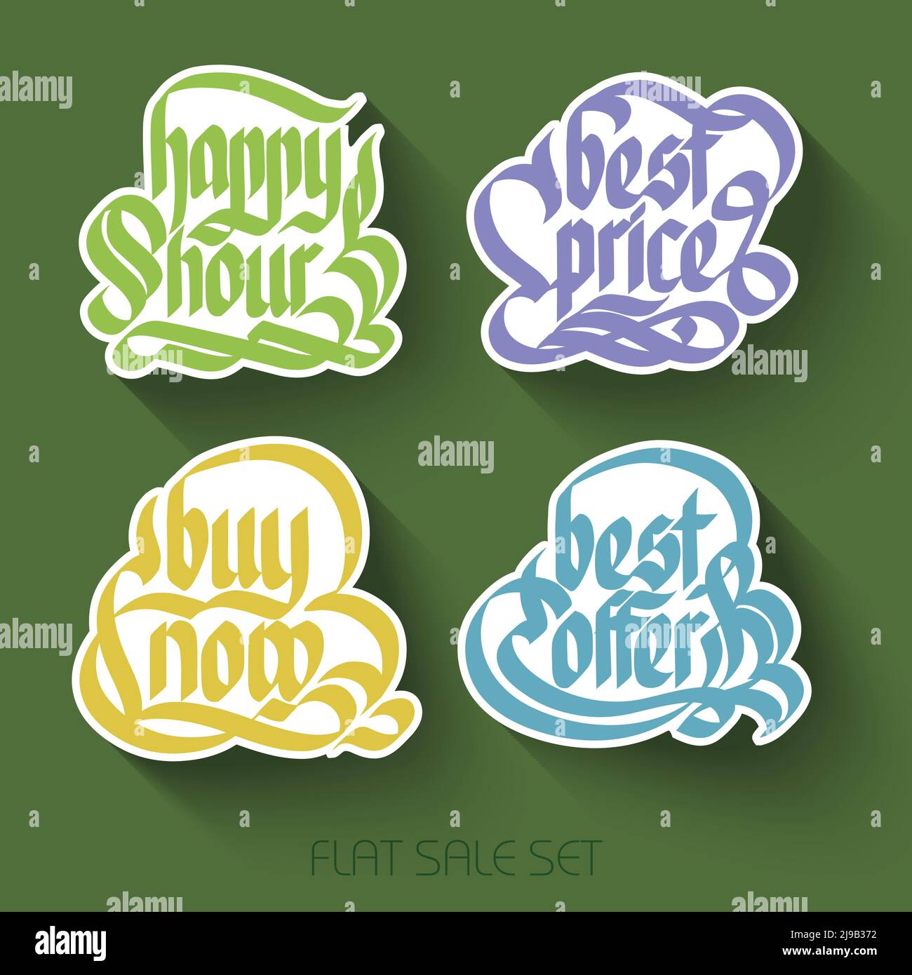 Typographical advertising inscriptions collection with calligraphic ...