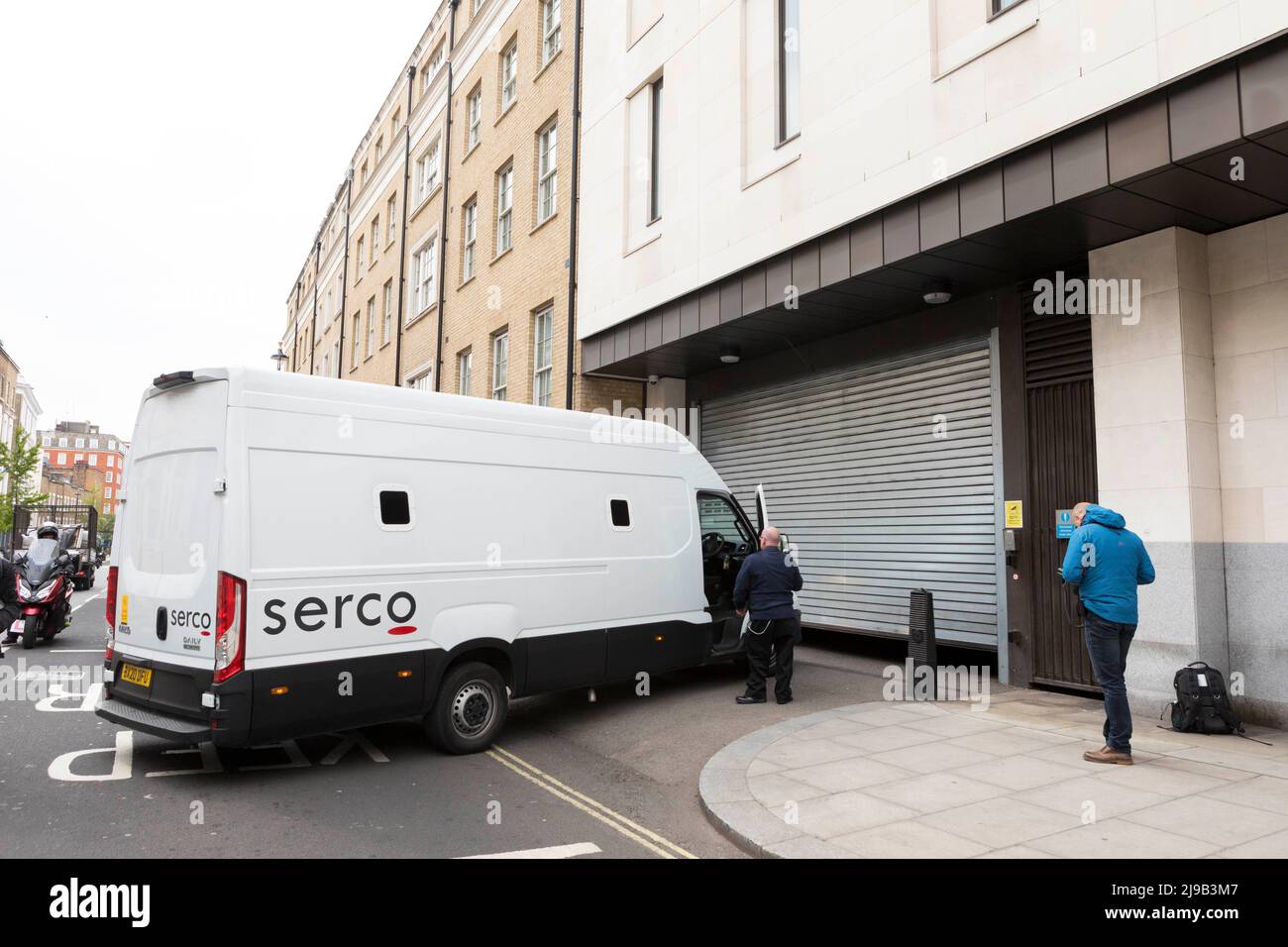 A custody van is seen arriving at Westminster Magistrates Court. Image ...