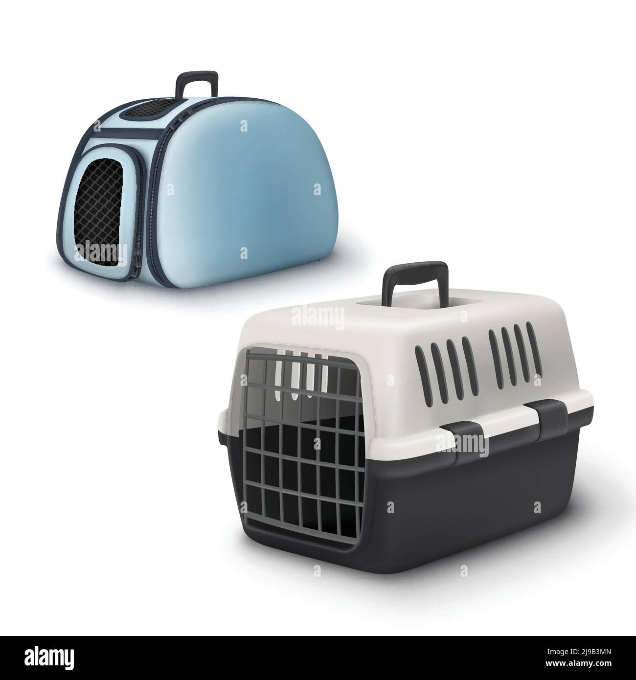 Two vector pets carrier and bag isolated on white background Stock ...