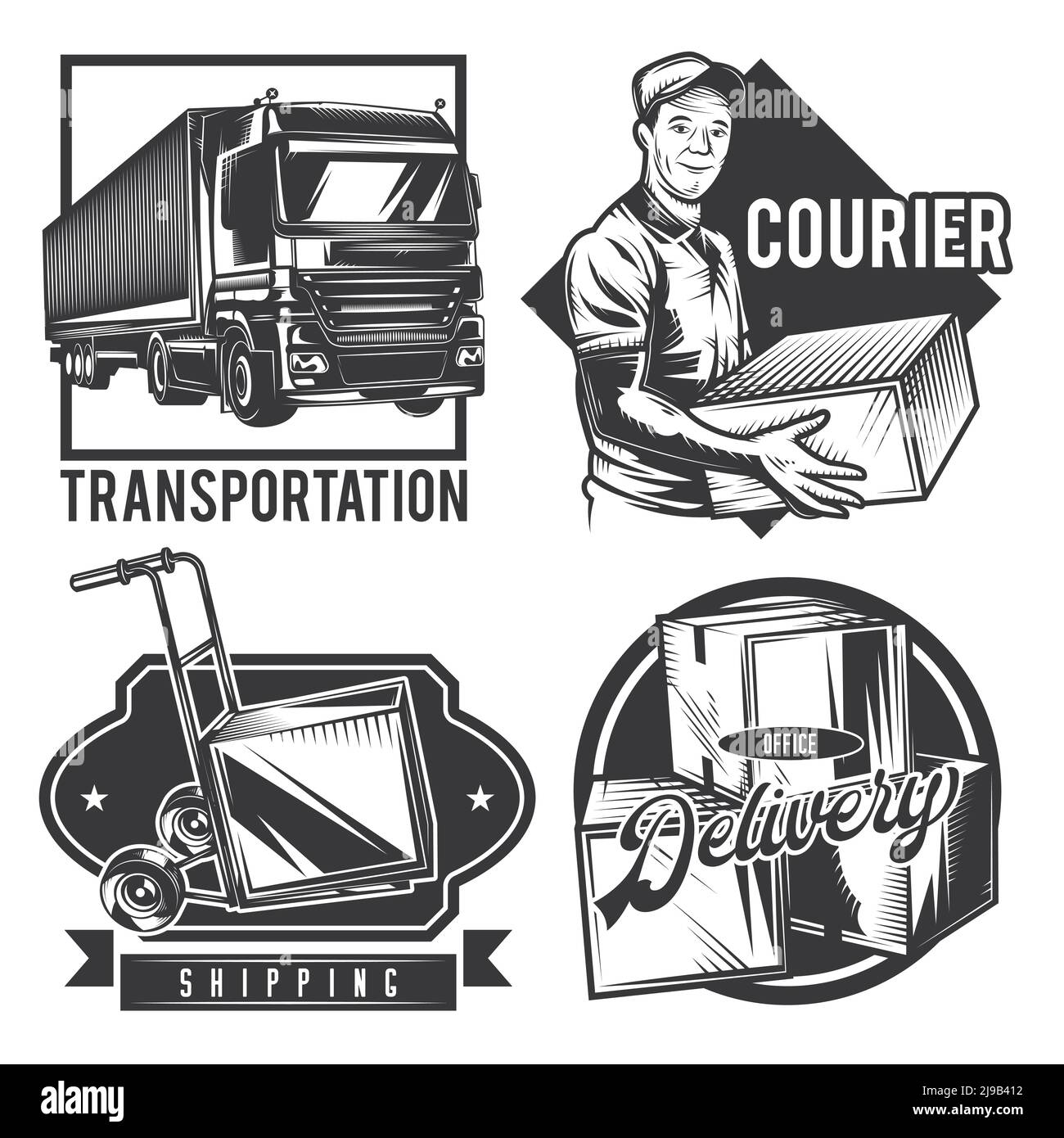 Set of vintage delivery emblems, labels, badges, logos. Isolated on ...