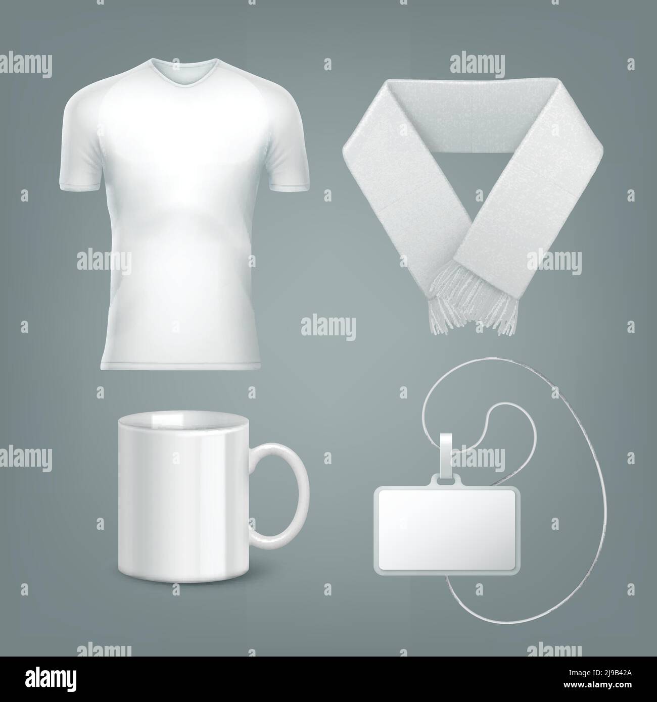 Vector template of fan accessories in white color. Isolated on gray ...