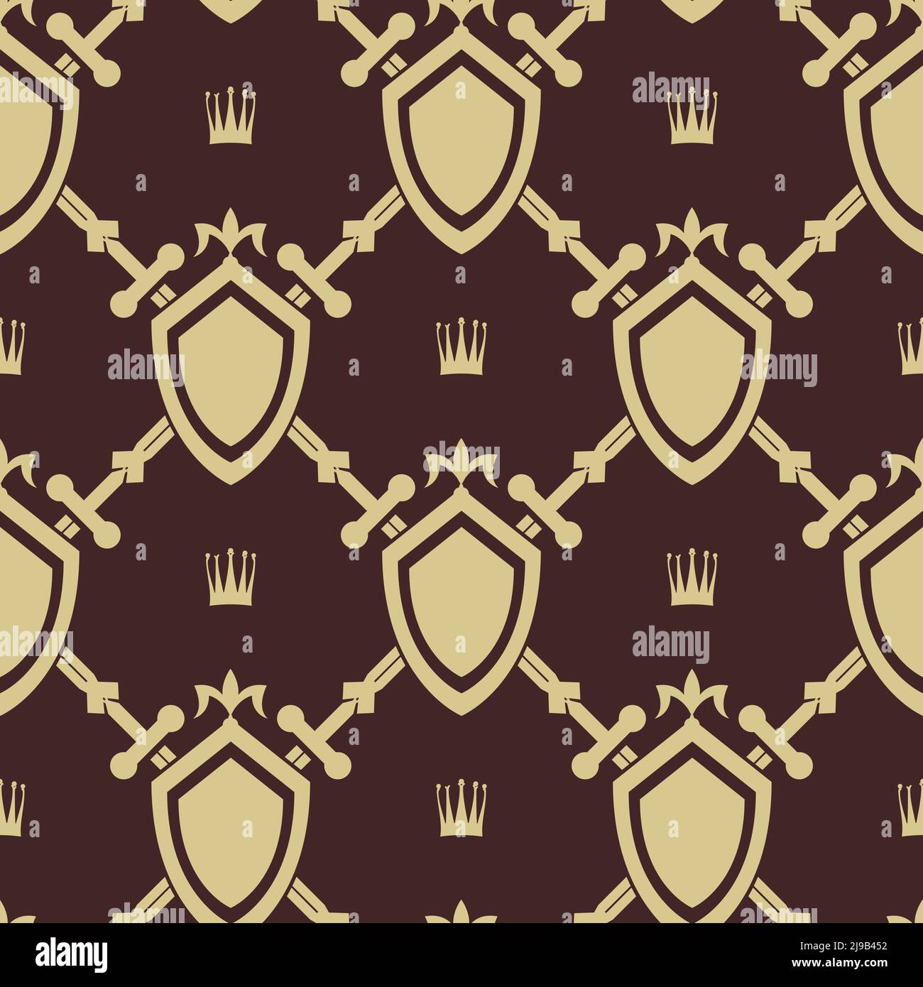 Sword and shield seamless pattern. War symbol, battle and weapon ...