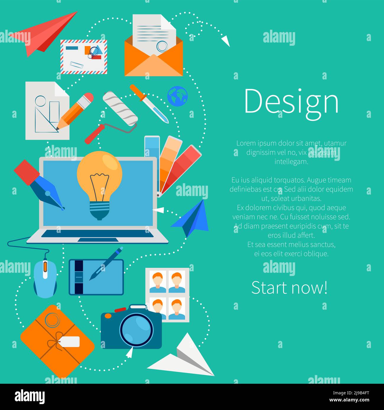 Design development composition with set of modern flat design icons for ...