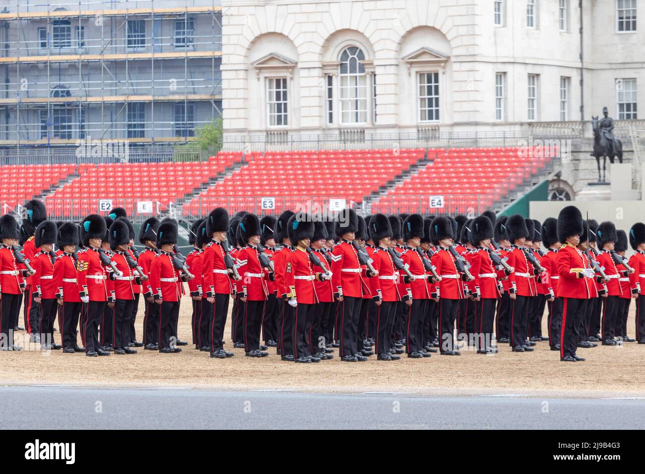 1st Battalion Irish Guards rehearses in preparation for taking up duties throughout the Queen’s ...