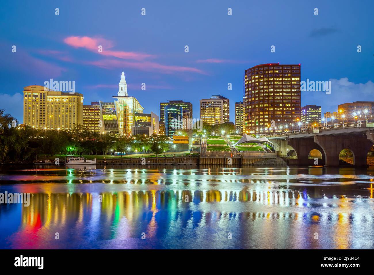 Skyline of downtown Hartford city, cityscape in Connecticut in USA ...