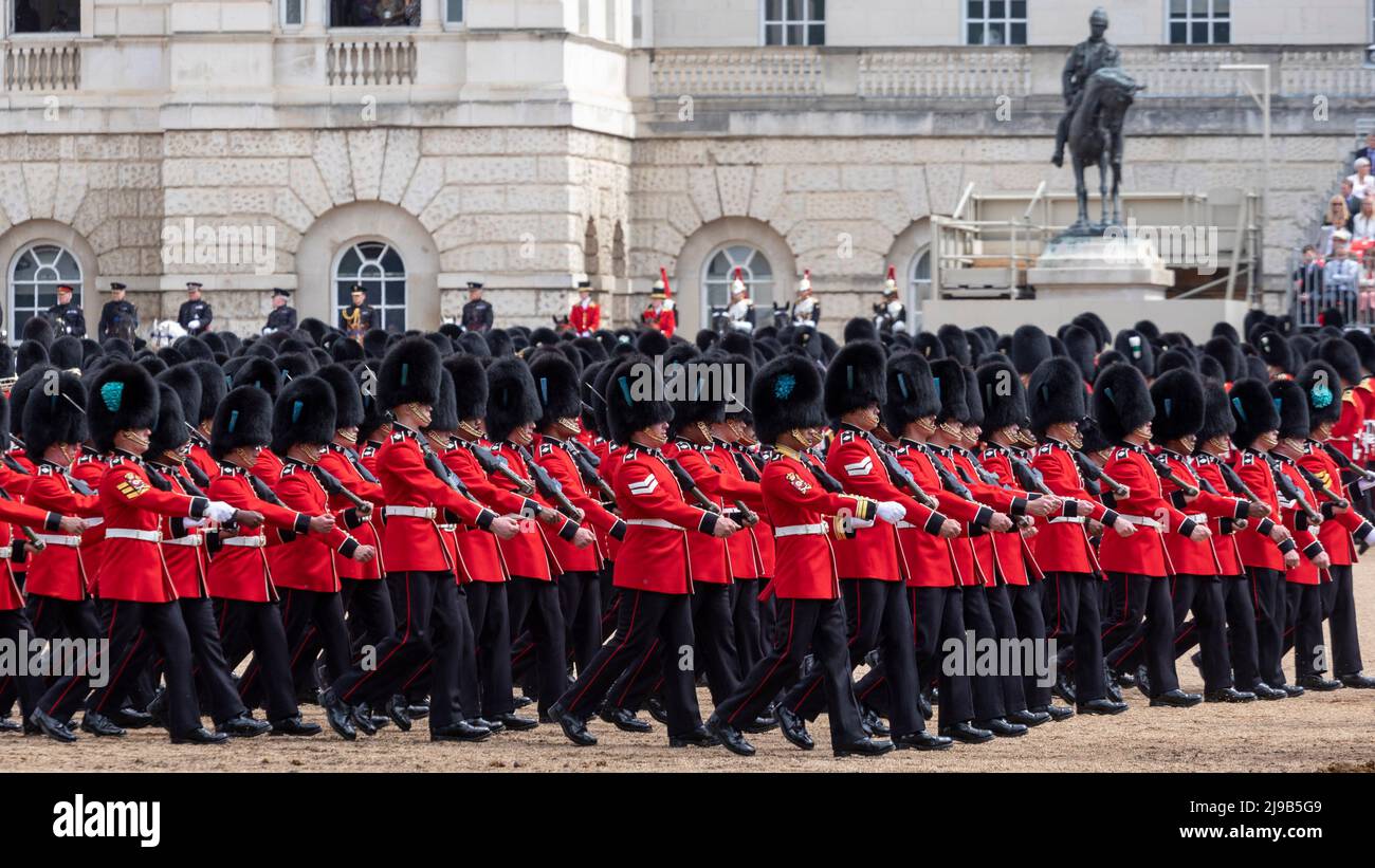 Irish Guards marche during the Major General’s review of Trooping the ...